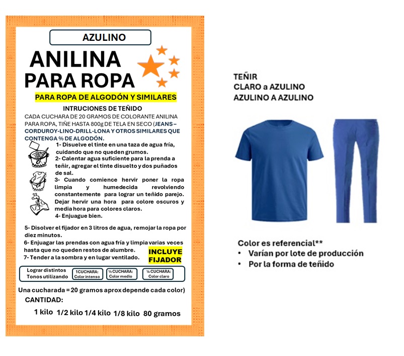 Anilina para Ropa color Azulino – Comercial Lennito