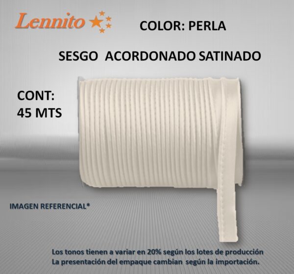 Sesgo Satinado Acordonado de 1.5cm x 45 metros Color Perla – Comercial ...