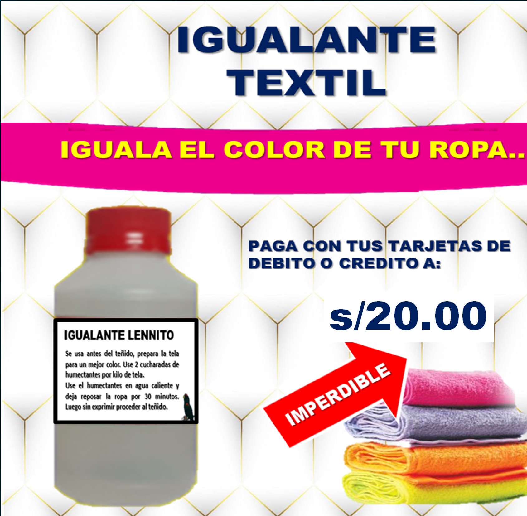 Igualante de color para ropa – Comercial Lennito