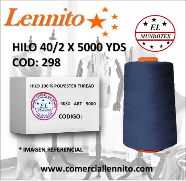 Caja de 12 unidades de hilo poliéster costura 40/2 x 5000 yds color Acero codigo 298 – Comercial ...