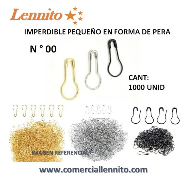 Imperdible FORMA DE PERA Pequeño N°00 para etiqueta -ropa-escarapela ...