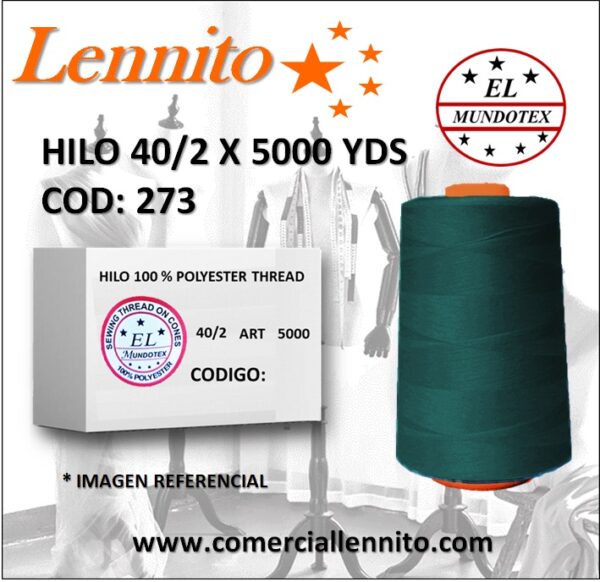 Caja de 12 unidades de hilo poliéster costura 40/2 x 5000 yds código 273 – Comercial Lennito