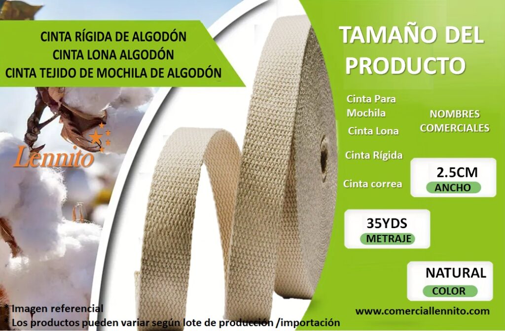 Cinta Rígida crema (cinta de Lona) cinta de mochila algodón x 35yds de ...